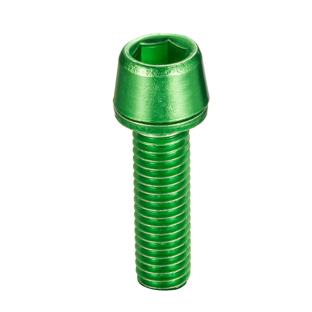 Bicycle Stem Bolts Color Tapered Head Bolt with Washer Screw M5x18mm for Road Bike,MTB,BMX,Folding - 6Pcs (Green)