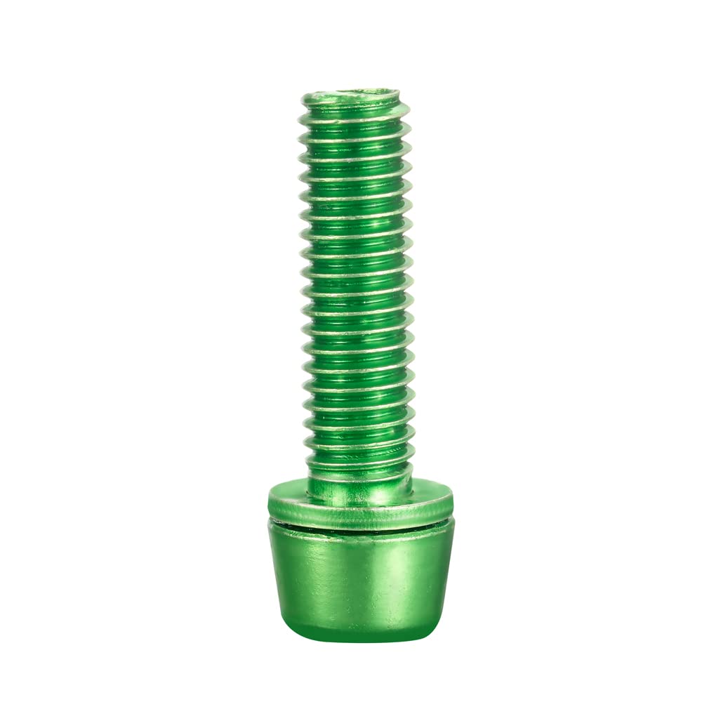 Bicycle Stem Bolts Color Tapered Head Bolt with Washer Screw M5x18mm for Road Bike,MTB,BMX,Folding - 6Pcs (Green)