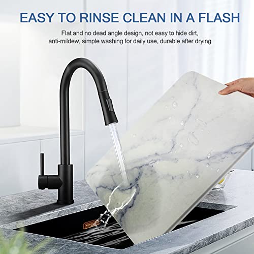 YUXSM Dish Drying Mats for Kitchen Counter,Ultra Absorbent,Non-Slip,Heat Resistant Mat Kitchen Gadgets,Stone Dish Drying Mats,Rack Tableware Mat.(12x16inch,Whtie)