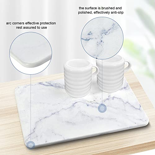 YUXSM Dish Drying Mats for Kitchen Counter,Ultra Absorbent,Non-Slip,Heat Resistant Mat Kitchen Gadgets,Stone Dish Drying Mats,Rack Tableware Mat.(12x16inch,Whtie)