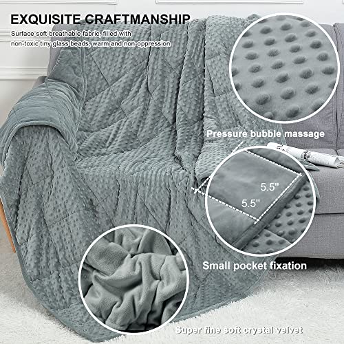 Alomidds Weighted Blanket (60"x80",20lbs Queen Size - Grey), Weighted Blankets for Adults and Kids, Cooling Breathable Soft and Comfort Minky, Heavy Blanket Microfiber Material with Glass Beads