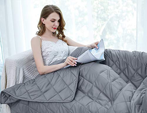 ZZZhen Weighted Blanket - High Breathability - Grey, 60" 80"-15LBs - Premium Heavy Blankets - Calm Sleeping for Adult and Kids, Durable Quilts and Quality Construction