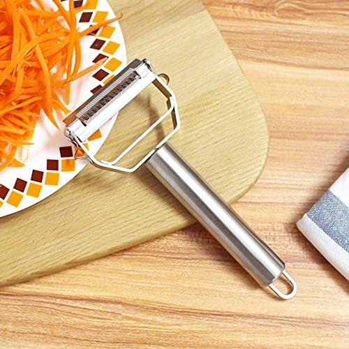 AnGeer Julienne Peeler, Stainless Steel Vegetable Peeler, Double-Sided Blade Vegetable Julienne Cutter and Fruit Slicer, Dual Blade Multifunction Potato Peeler