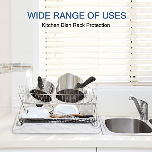 YUXSM Dish Drying Mats for Kitchen Counter,Ultra Absorbent,Non-Slip,Heat Resistant Mat Kitchen Gadgets,Stone Dish Drying Mats,Rack Tableware Mat.(12x16inch,Whtie)