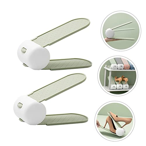 Levemolo 2pcs Shoes Double Bedroom Sandals White Racks Practical Stackable Home for Adjustable Shelf Space High Stacker Organizer Non-Skid Storage Green Slots Clo Low Stands Layer Sneakers