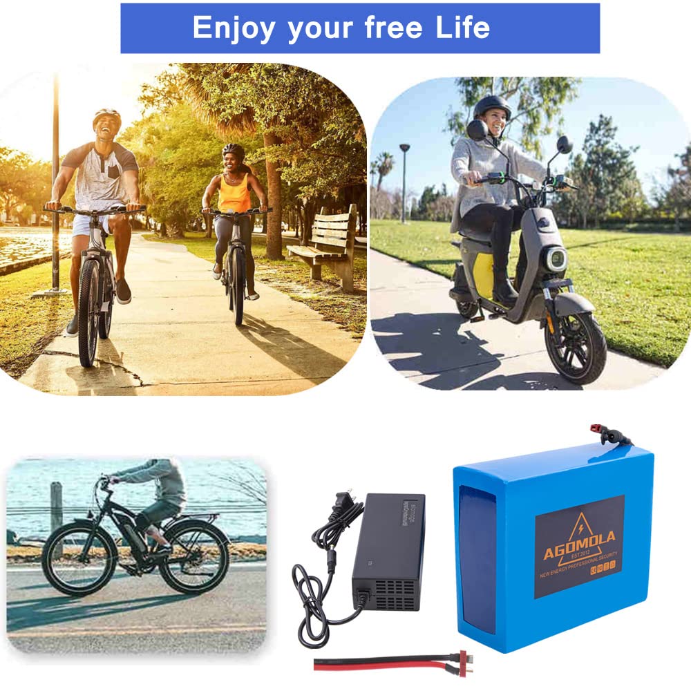 agomola 36V Battery 20Ah Lithium Ebike Battery 30A for 250W to 1000W Electric Bicycle Bike Li ion Battery with Charger BMS