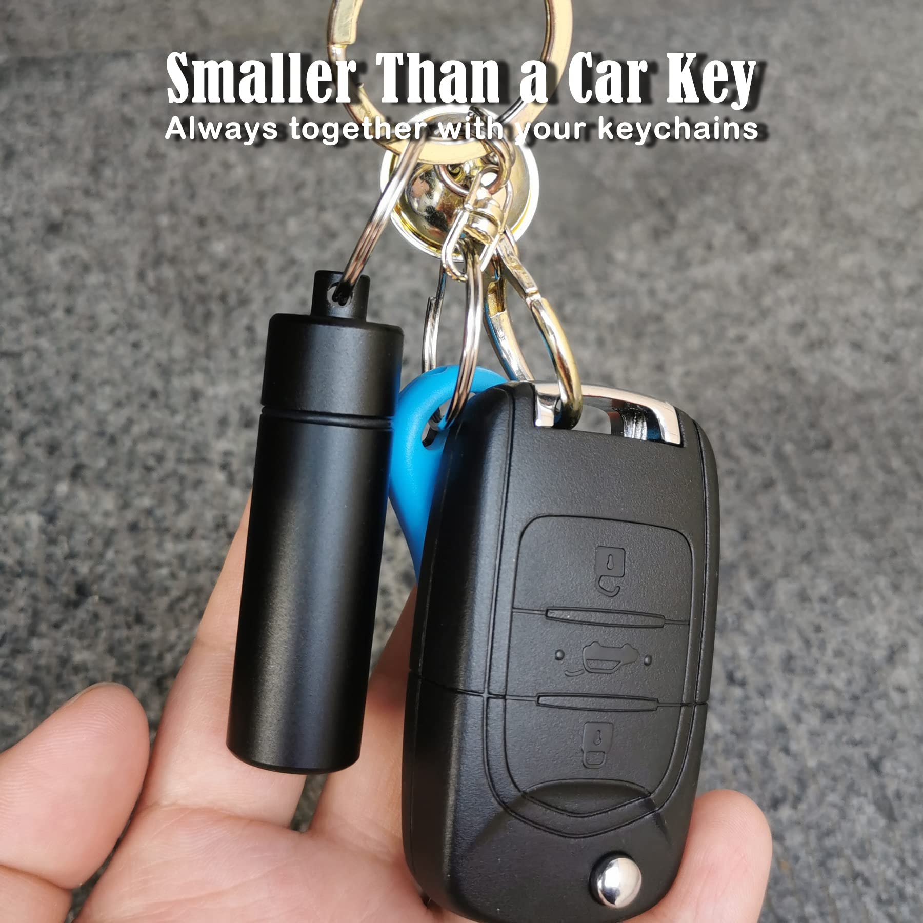 Small Pill Box Waterproof Keychain Pill Holder Portable Travel Pill Container Metal Case with Keyring for Outdoor Camping Travel