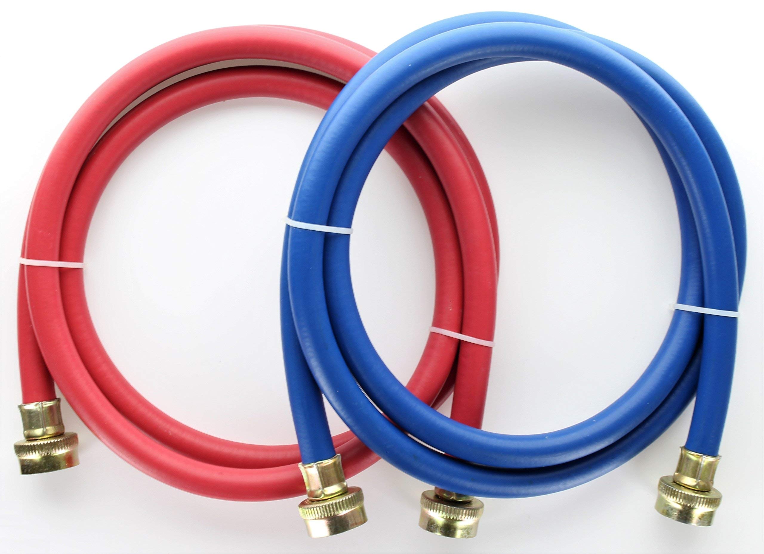 2 Pack Rubber Washing Machine Hoses (4 Foot) Color Coded by Kelaro