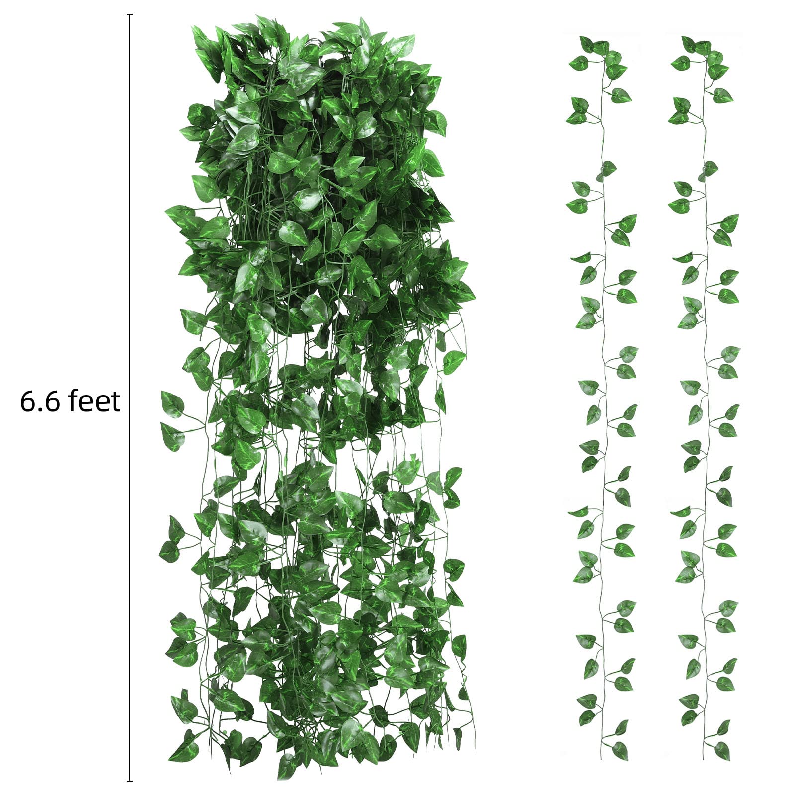 Tbestmax 315 Feet 48 Pack Artificial Ivy Leaf Plants, Green Vine Leaves, Greenery Hanging Garland, Fake Foliage Flowers for Home Kitchen Garden Office Wedding Wall Decor