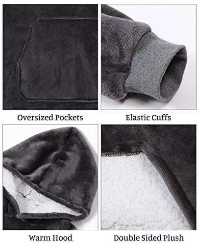 VeMee Wearable Blanket Sweatshirt Super Warm and Cozy Blanket Hoodie for Women with Pocket (Grey, OneSize)