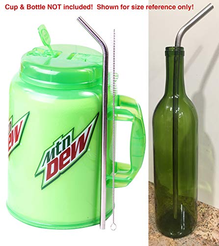 2 JUMBO 14" Stainless Steel Straws 100 oz HUGE SUPER LONG Drinking Wide Compatible With Whirley Insulated Travel Mug FOAM Truck Stop Cups