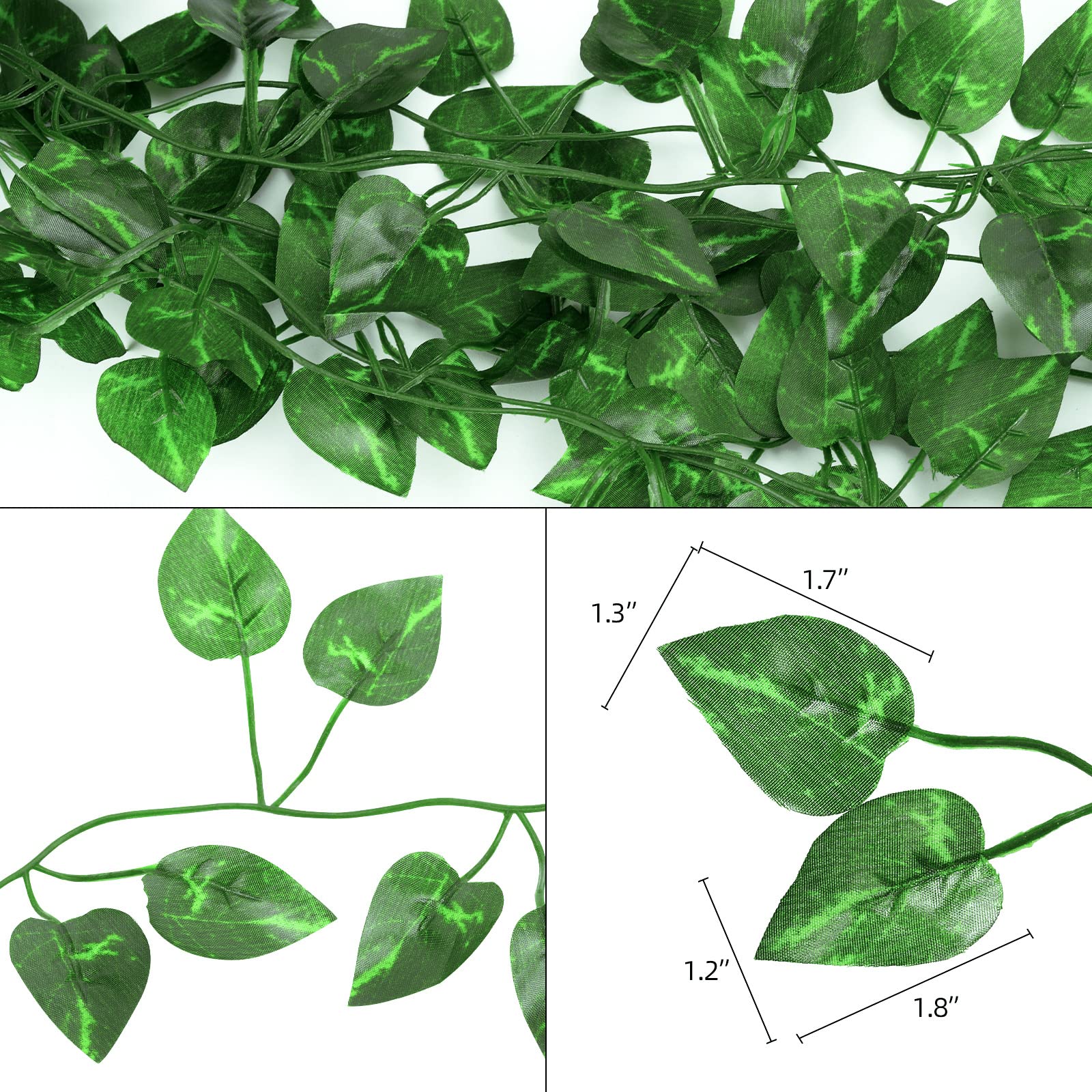 Tbestmax 315 Feet 48 Pack Artificial Ivy Leaf Plants, Green Vine Leaves, Greenery Hanging Garland, Fake Foliage Flowers for Home Kitchen Garden Office Wedding Wall Decor