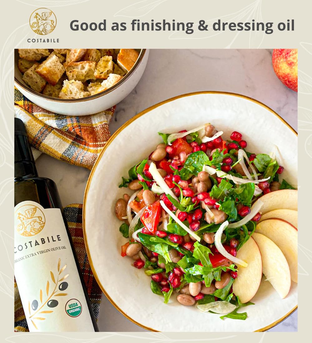 Extra Virgin Olive Oil Cold Pressed Organic. High polyphenol olive oil from Puglia Italy. Fresh harvest from a single estate - COSTABILE Classic Blend 8.45 Fl. Oz.
