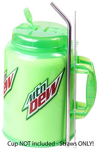 2 JUMBO 14" Stainless Steel Straws 100 oz HUGE SUPER LONG Drinking Wide Compatible With Whirley Insulated Travel Mug FOAM Truck Stop Cups