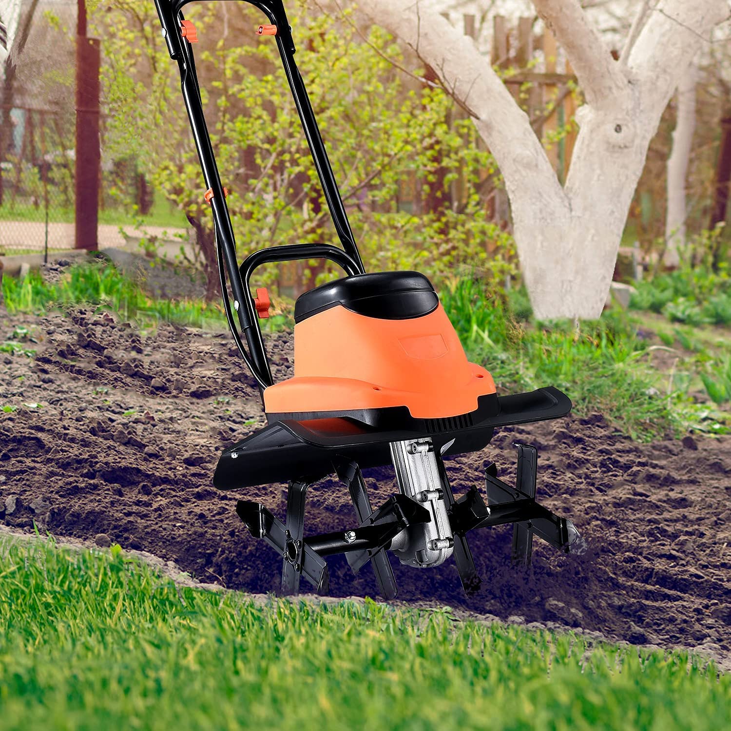 Kapoo Electric Tiller Cultivator 14 Inch 8.5 Amp, Black Orange, N1C-5JY-1000