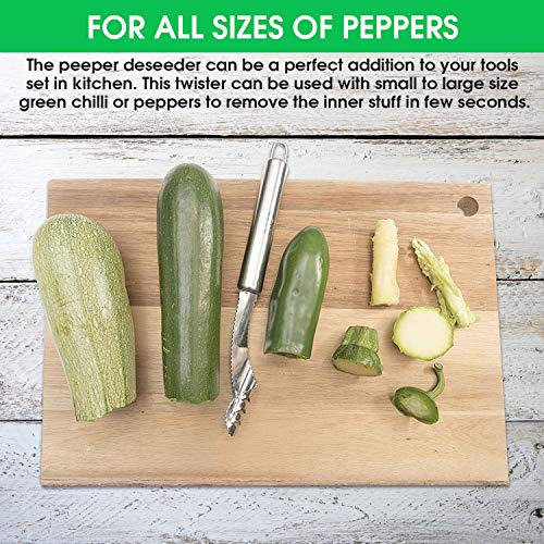 ESRE Stainless Steel Pepper Core Remover, Jalapeno Pepper Corer Tool Chili Deseeder, Sharp Edge Kitchen Gadget Seed Remover Dishwasher Safe, Slice off Vegetables tops for Barbecue