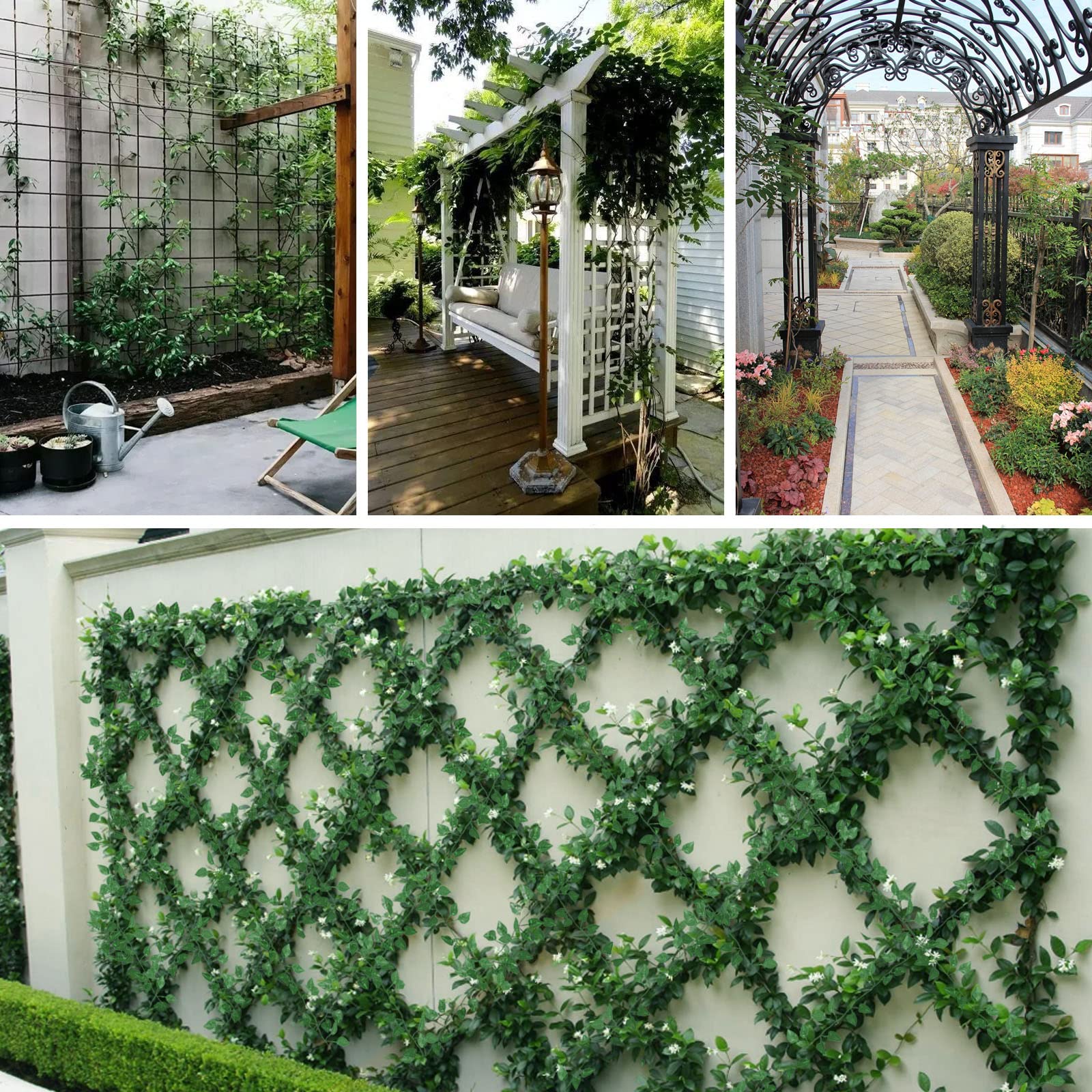 Tbestmax 315 Feet 48 Pack Artificial Ivy Leaf Plants, Green Vine Leaves, Greenery Hanging Garland, Fake Foliage Flowers for Home Kitchen Garden Office Wedding Wall Decor
