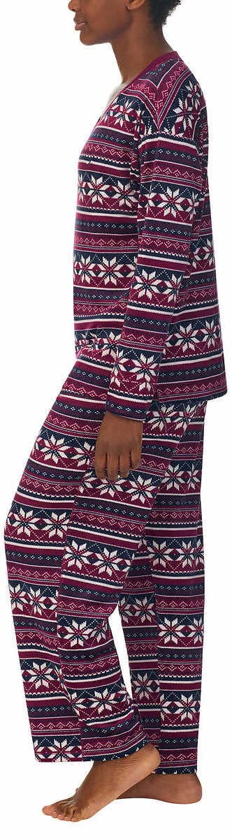 Nautica Women's 2 Piece Fleece Pajama Sleepwear Set (Medium, Purple)