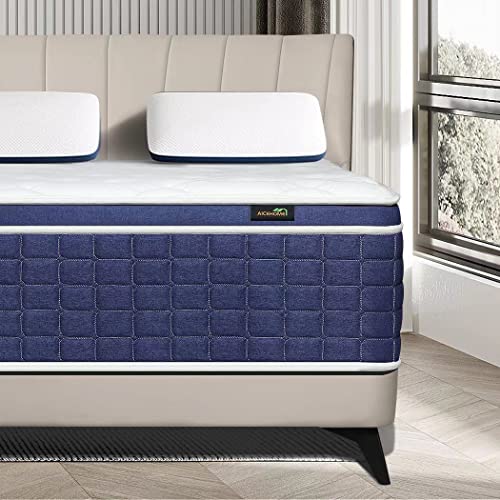 AICEHOME 10 Inch Innerspring Hybrid Mattress and Individual Pocket Springs,Queen Bed in a Box with Breathable Soft Knitted Fabric Cover for Pressure Relief
