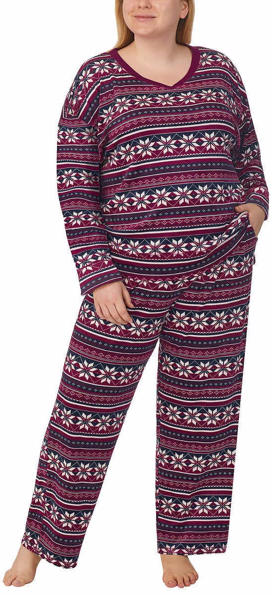 Nautica Women's 2 Piece Fleece Pajama Sleepwear Set (Medium, Purple)