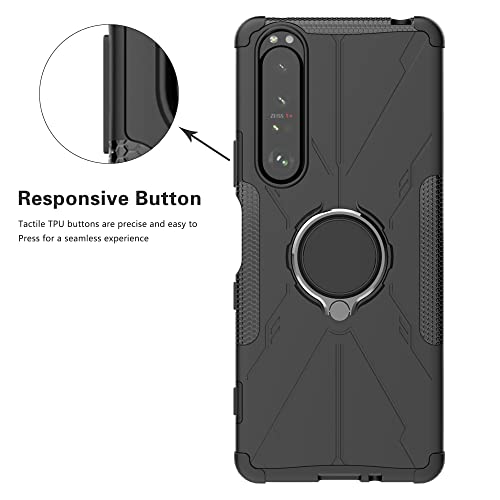 LiuShan Compatible with Sony Xperia 1 III case,360° Rotation Ring Holder KickstandMilitary Grade Shockproof Cover for Sony Xperia 1 III Smartphone(Not Applicable Sony Xperia 10,Black