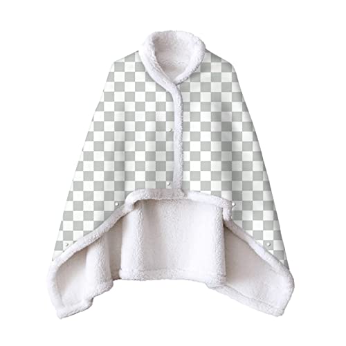 Wearable Blanket Adult with Buttons Plaid Throw Blanket Super Soft Plush Fleece Office Blanket for Women Work Lap Blanket (grey, 150 * 120cm)