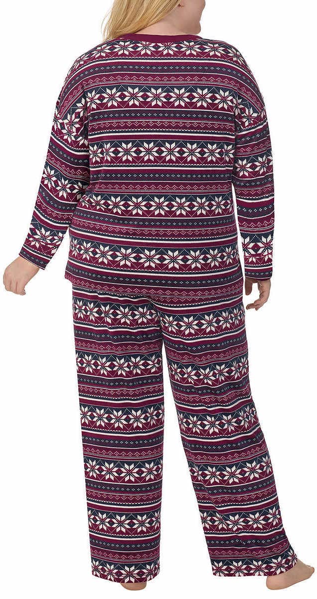 Nautica Women's 2 Piece Fleece Pajama Sleepwear Set (Medium, Purple)