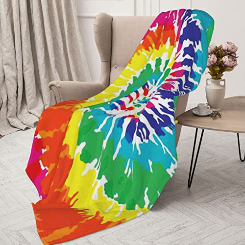 Tye Dye Flannel Blanket Print Soft Comfortable Throw Blanket for Bed,Sofa,Office,Camping and Travel Warm&Lightweight Plush Blanket for All Seasons Gift for Halloween Christmas 50"x60"