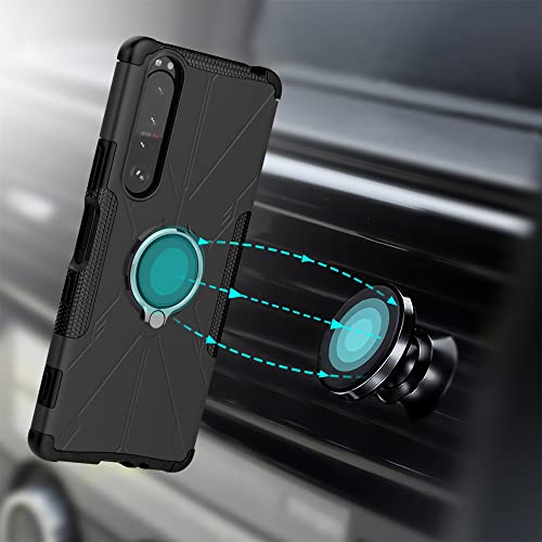 LiuShan Compatible with Sony Xperia 1 III case,360° Rotation Ring Holder KickstandMilitary Grade Shockproof Cover for Sony Xperia 1 III Smartphone(Not Applicable Sony Xperia 10,Black