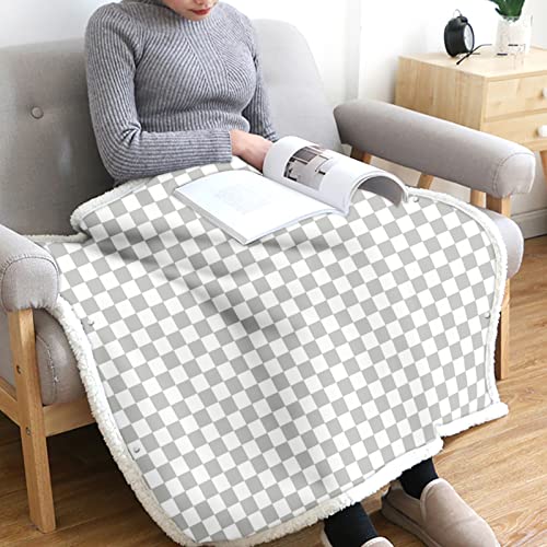 Wearable Blanket Adult with Buttons Plaid Throw Blanket Super Soft Plush Fleece Office Blanket for Women Work Lap Blanket (grey, 150 * 120cm)