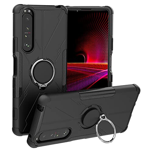 LiuShan Compatible with Sony Xperia 1 III case,360° Rotation Ring Holder KickstandMilitary Grade Shockproof Cover for Sony Xperia 1 III Smartphoneļ¼Not Applicable Sony Xperia 10,Black