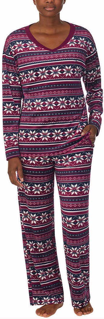 Nautica Women's 2 Piece Fleece Pajama Sleepwear Set (Medium, Purple)