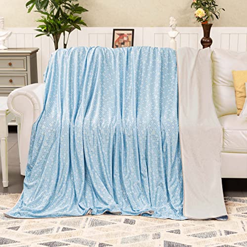 Inhand Cooling Blanket for Hot Sleepers Sleeping Night Sweats, Cooling Throw Blanket Queen Full Size(79''x86'') Arc-Chill Q-Max >0.45 Cool Fiber, 100% Cotton Summer Blanket Ultra Cold Breathable, Blue