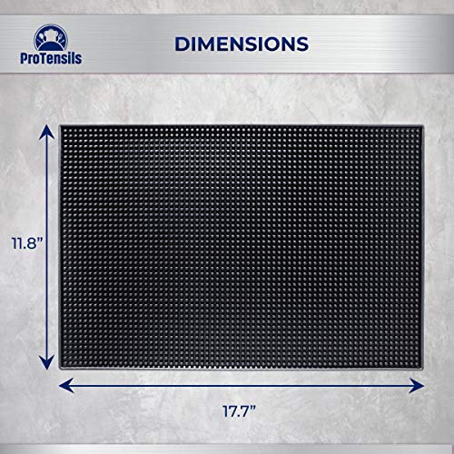 Rubber Bar Mat by ProTensils, 18" x 12", Black Bar Mats, Bar Service Mat, Black Coffee Bar Mat, Spill Mat for Counter-Top (2 Pieces)