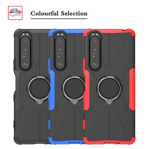 LiuShan Compatible with Sony Xperia 1 III case,360° Rotation Ring Holder KickstandMilitary Grade Shockproof Cover for Sony Xperia 1 III Smartphone(Not Applicable Sony Xperia 10,Red