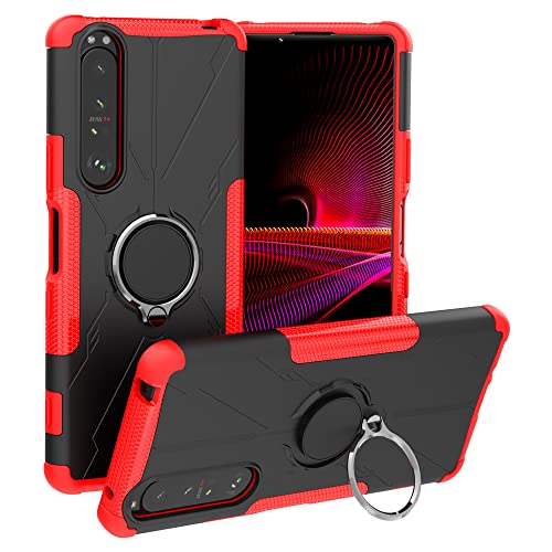 LiuShan Compatible with Sony Xperia 1 III case,360° Rotation Ring Holder KickstandMilitary Grade Shockproof Cover for Sony Xperia 1 III Smartphone(Not Applicable Sony Xperia 10,Red