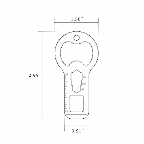 KITCHENDAO 4 in 1 Keychain Beer Bottle Opener, Portable Durable Stainless Steel Beer Opener, Gift for Men Father Husband Boyfriend, Silver 1 Pack