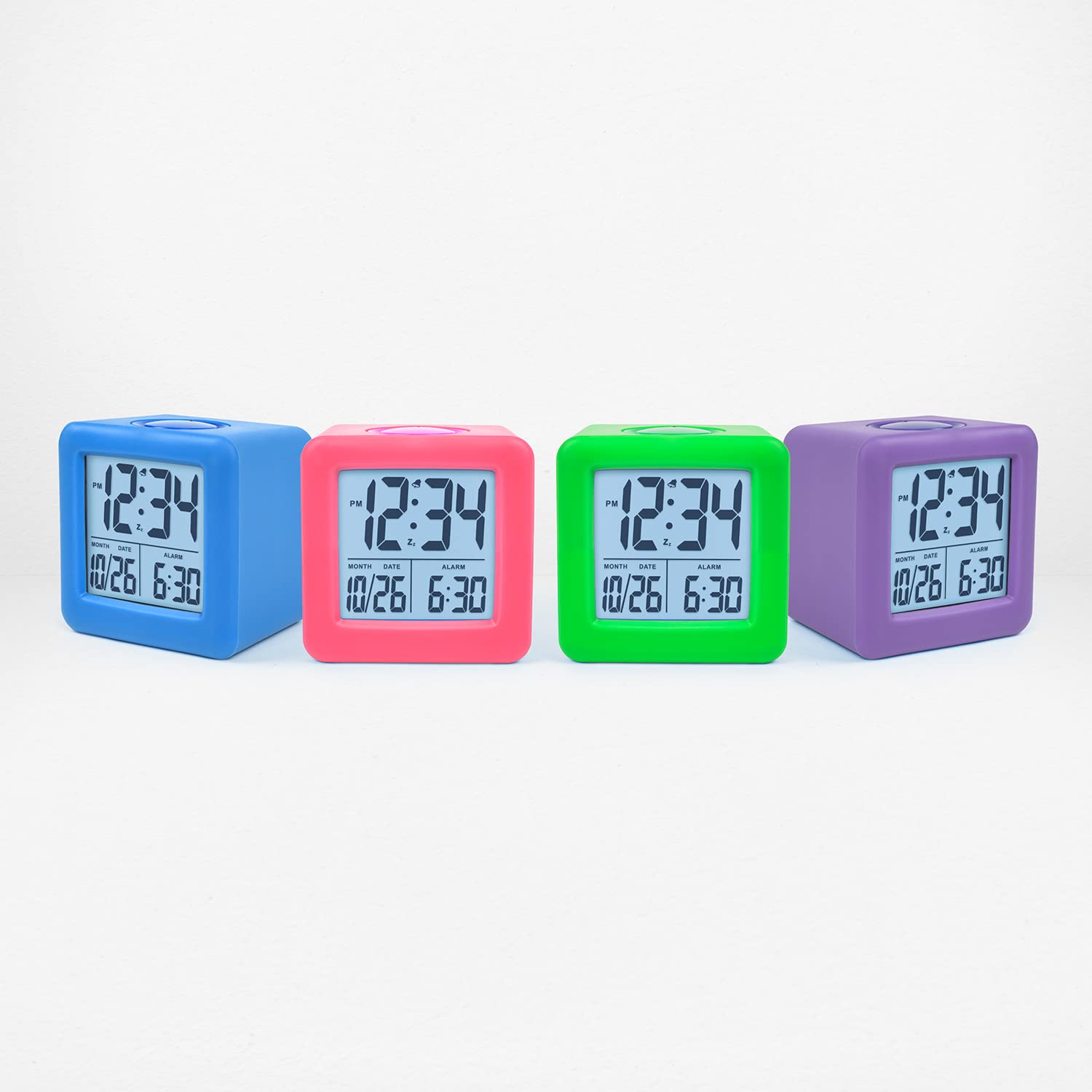 Equity 73004 Purple Soft Cube LCD Alarm Clock with Smart Light