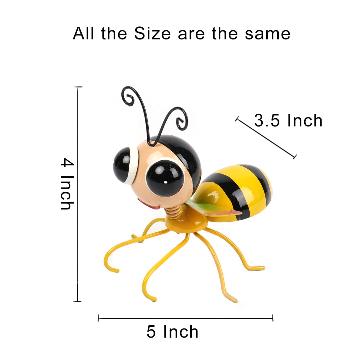 Cruis Cuka Metal Yard Art Garden Decor Cute Bee Lawn Ornament Hanging Wall Sculpture - Set of 2