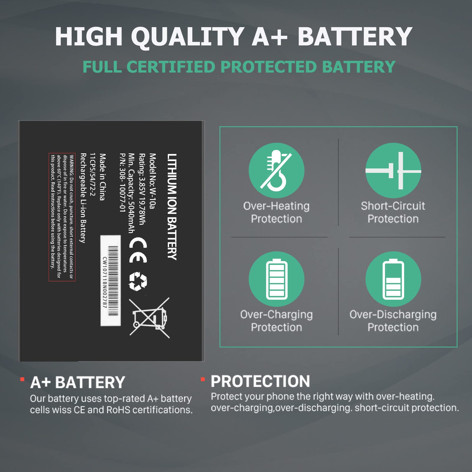 W-10A Battery,[5040mAh] New Upgrade Ultra-high Capacity 0 Cycle Battery Replacement for Netgear MR1100 AT&T Nighthawk M1 LTE Mobile Hotspot Router Netgear 308-10019-01 W-10 W-10