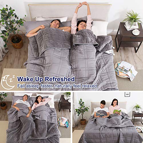 OMYSTYLE King Size Weighted Blanket 20lbs(88 ft ftx104 ft ft, Double-Sided), Reversible Weighted Blanket with Warm Short Plush and Cool Tencel Fabric for All Season Use - Carry Bag Included