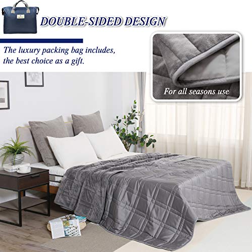 OMYSTYLE King Size Weighted Blanket 20lbs(88 ft ftx104 ft ft, Double-Sided), Reversible Weighted Blanket with Warm Short Plush and Cool Tencel Fabric for All Season Use - Carry Bag Included
