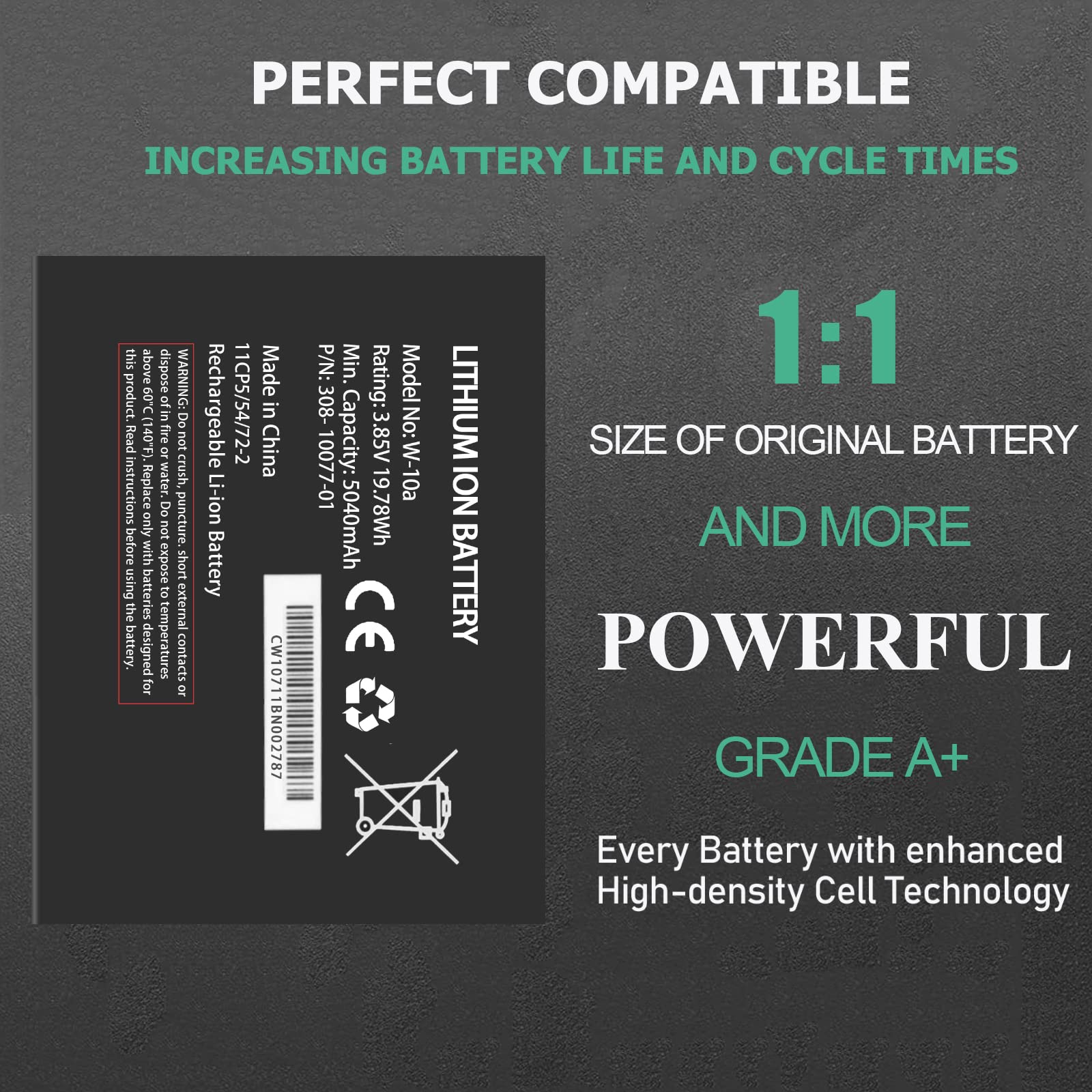 W-10A Battery,[5040mAh] New Upgrade Ultra-high Capacity 0 Cycle Battery Replacement for Netgear MR1100 AT&T Nighthawk M1 LTE Mobile Hotspot Router Netgear 308-10019-01 W-10 W-10