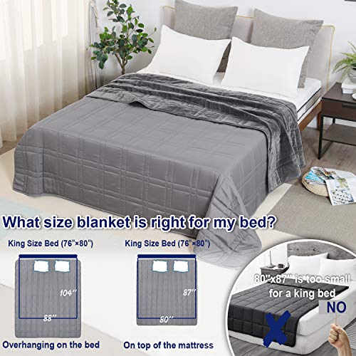 OMYSTYLE King Size Weighted Blanket 20lbs(88 ft ftx104 ft ft, Double-Sided), Reversible Weighted Blanket with Warm Short Plush and Cool Tencel Fabric for All Season Use - Carry Bag Included