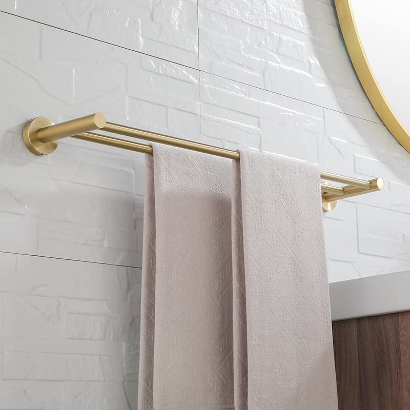 FCMLD Brushed Towel Racks Double Bar Stainless Steel Bathroom Accessories Wall Mounted