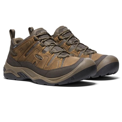 KEEN Men's Circadia Low Height Comfortable Waterproof Hiking Shoes, Shitake/Brindle, 9.5