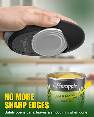 Smooth Edge Food-Safe Electric Can Opener, One-Touch Kitchen Can Opener Opens Almost Most Can Sizes, Good for Senior with Arthritis, Best Gift for Women, Battery Operated and Automatic Can Opener