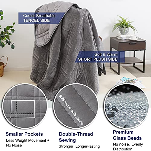 OMYSTYLE King Size Weighted Blanket 20lbs(88 ft ftx104 ft ft, Double-Sided), Reversible Weighted Blanket with Warm Short Plush and Cool Tencel Fabric for All Season Use - Carry Bag Included
