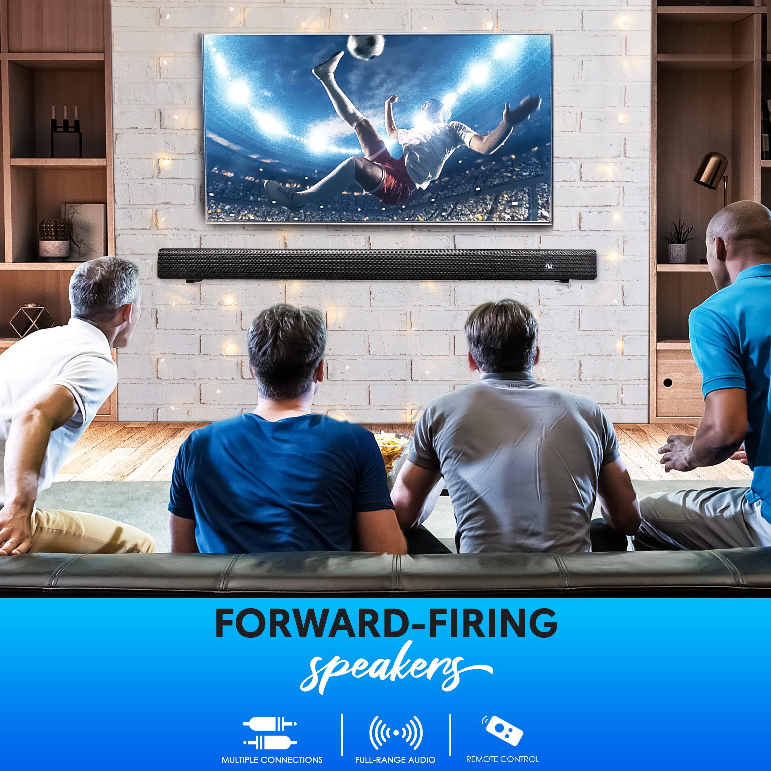 Pyle TV Speaker - Quality Audio Soundbar for TV with Bluetooth, Support 4K & HDMI TV's, Wall Mountable, 32" w/Remote Control, Coaxial & RCA Cables, Class D Stereo Power Digital Amplifier - PSBV30BT