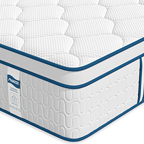 Maxzzz King Mattress, 14 Inch Hybrid Memory Foam Mattress with Individual Pocket Springs, King Mattress in a Box, Pressure Relief & Motion Isolation, Medium Firm Bed Mattress,US-Made
